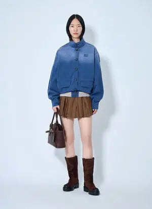 Miu Miu Old Washed Twill Blouson Jacket - Blue