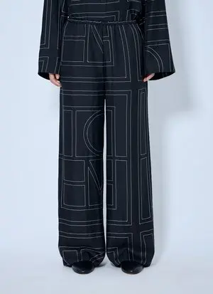 TOTEME Monogram Silk Pj Pants - Black