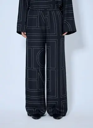 TOTEME Monogram Silk Pj Pants - Black