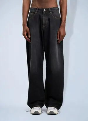 Palm Angels Curved Logo Loose Jeans - Black