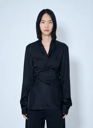 Rick Owens Laura Satin Wrap Top - Black