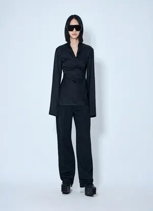 Rick Owens Laura Satin Wrap Top - Black