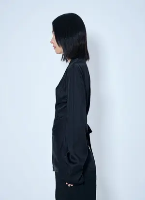 Rick Owens Laura Satin Wrap Top - Black