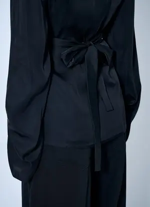 Rick Owens Laura Satin Wrap Top - Black
