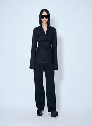 Rick Owens Laura Satin Wrap Top - Black