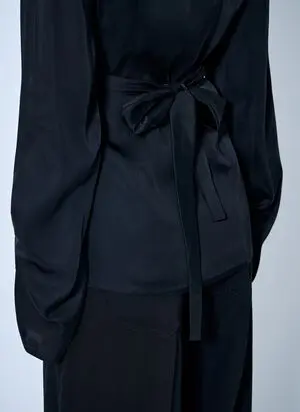 Rick Owens Laura Satin Wrap Top - Black