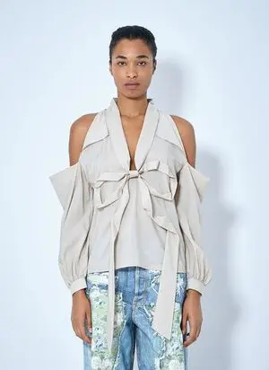 Acne Studios Bow-tie Open-shoulder Blouse - Beige