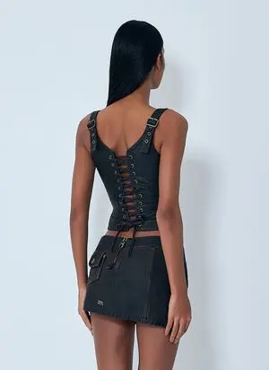 MISS SIXTY X KNWLS Leather Top