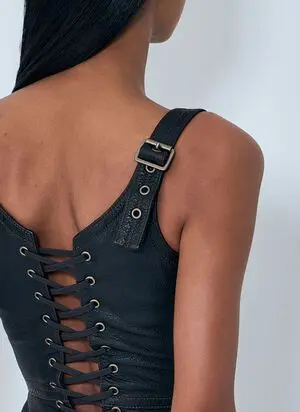 MISS SIXTY X KNWLS Leather Top