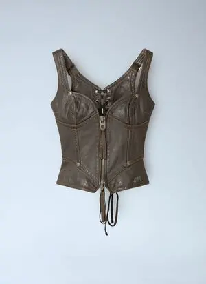 MISS SIXTY X KNWLS Leather Top - Black