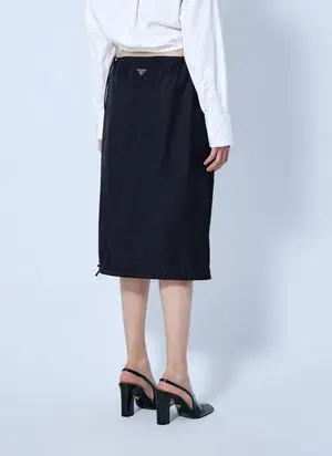 Prada Elastic Waist Re-nylon Midi Skirt