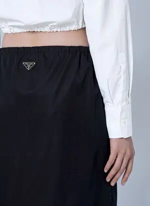 Prada Elastic Waist Re-nylon Midi Skirt