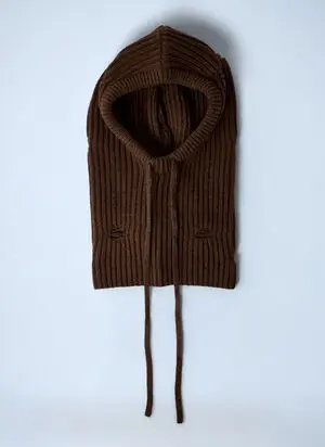MAISON MARGIELA Logo Motif Knitted Balaclava - Brown