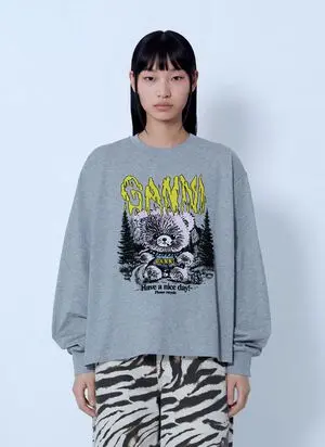 GANNI Basic Cotton Jersey Longsleeve Grey