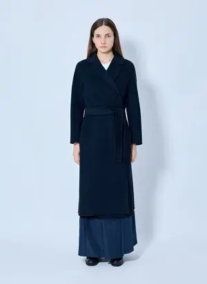 Max Mara Wrap-Around Wool Coat Navy