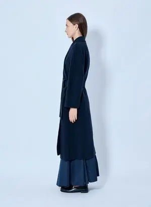 Max Mara Wrap-around Wool Coat - Navy