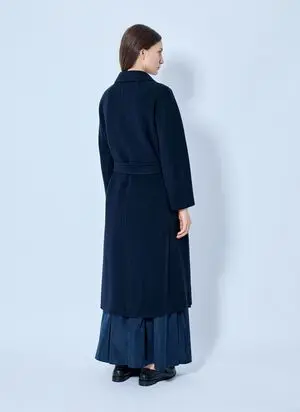 Max Mara Wrap-around Wool Coat - Navy