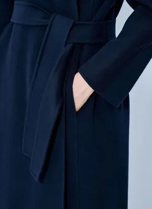 Max Mara Wrap-around Wool Coat - Navy