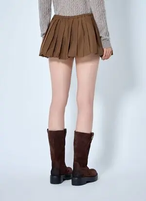 Miu Miu Pleated Gingham Check Mini Skirt