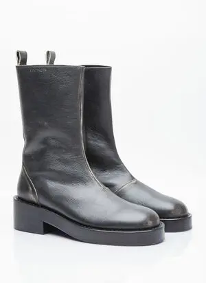COURREGES Used Leather Zip Ankle Boots