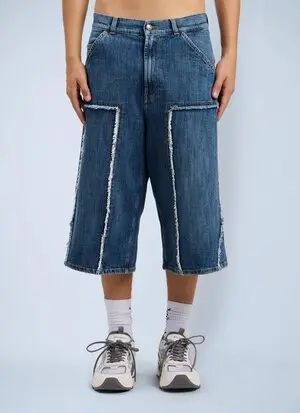 Palm Angels Curved Logo Skater Shorts - Blue