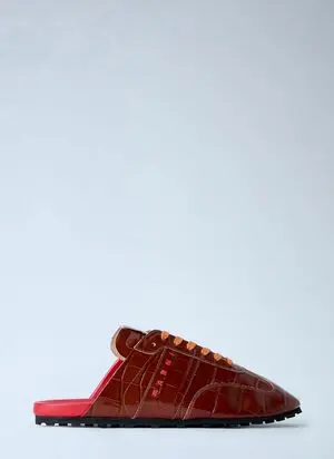 Marni Laced Leather Mules - Brown