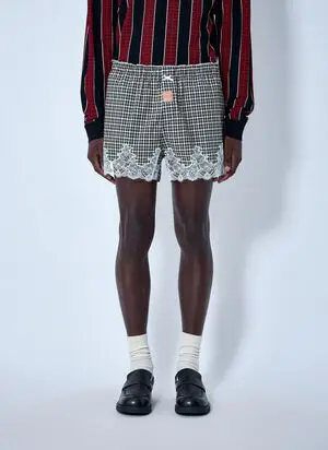 Martine Rose Lace Trim Checkered Shorts - Brown