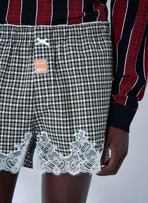 Martine Rose Lace Trim Checkered Shorts