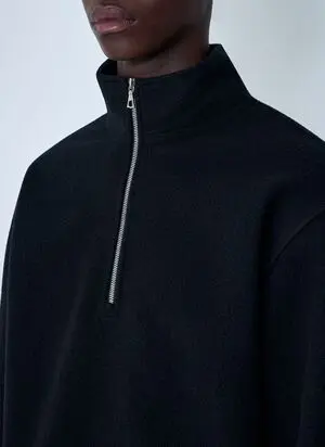 RIER Zip-up Fleece Sweatshirt - Black