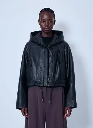 Sportmax Hooded Leather Jacket
