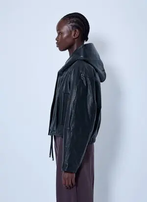 Sportmax Hooded Leather Jacket