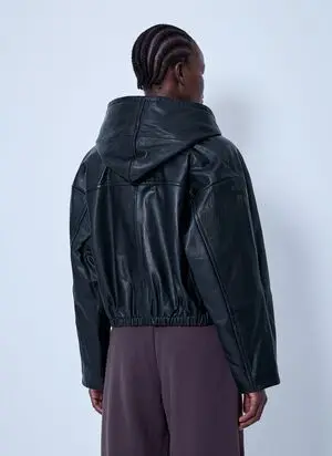 Sportmax Hooded Leather Jacket