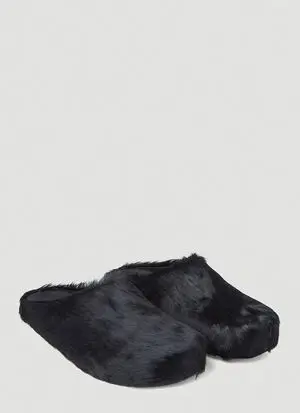 Marni Fussbett Long Haired Mules - Black