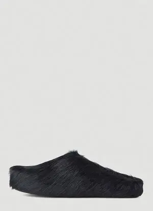 Marni Fussbett Long Haired Mules - Black