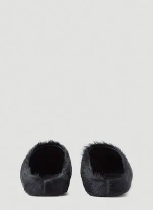 Marni Fussbett Long Haired Mules - Black