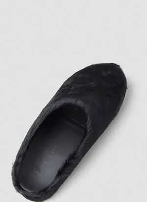 Marni Fussbett Long Haired Mules - Black