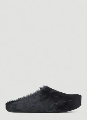 Marni Fussbett Long Haired Mules - Black