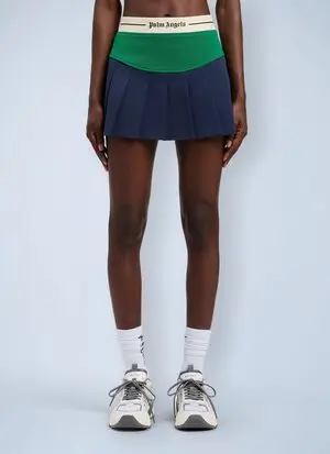 Palm Angels Classic Logo Pleated Skirt - Blue