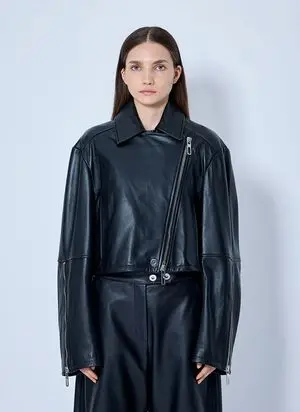 Sportmax Leather Asymmetrical Zip Jacket