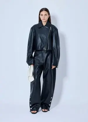 Sportmax Leather Asymmetrical Zip Jacket