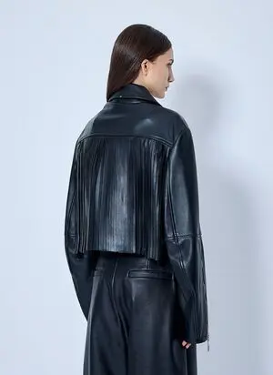 Sportmax Leather Asymmetrical Zip Jacket