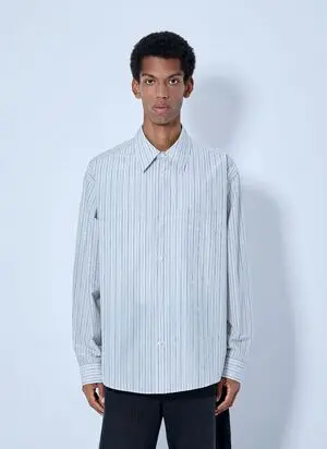 Marni Striped Cotton Poplin Shirt - Grey