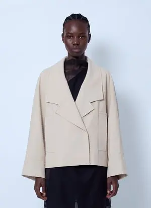Sportmax Oversized Notched Collar Jacket - Beige