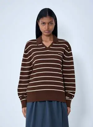 Miu Miu Striped Knit Polo Sweater