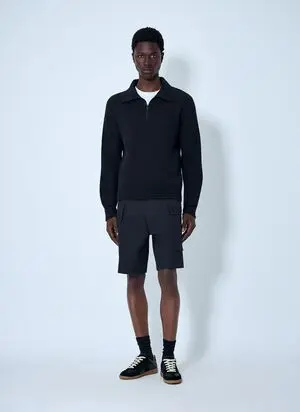 MARGARET HOWELL High Neck Wool Zip Sweater