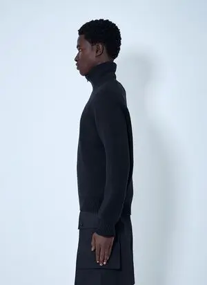 MARGARET HOWELL High Neck Wool Zip Sweater