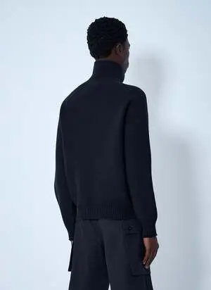 MARGARET HOWELL High Neck Wool Zip Sweater