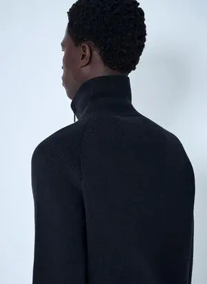 MARGARET HOWELL High Neck Wool Zip Sweater