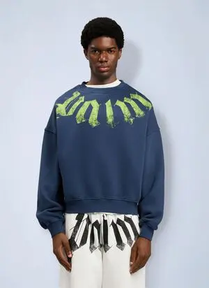Palm Angels Big Neck Logo Loose Sweatshirt - Blue