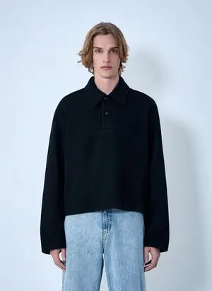 RIER Wool Blend Polo Sweater - Black